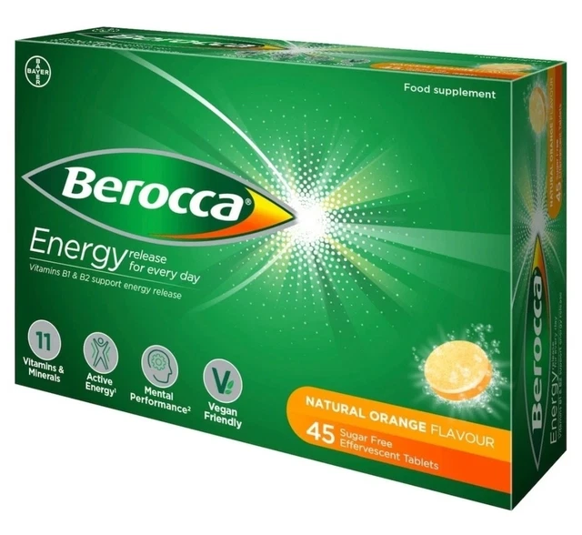 BEROCCA ENERGY | Natural Orange Flavour | Sugar-Free | Effervescent ...