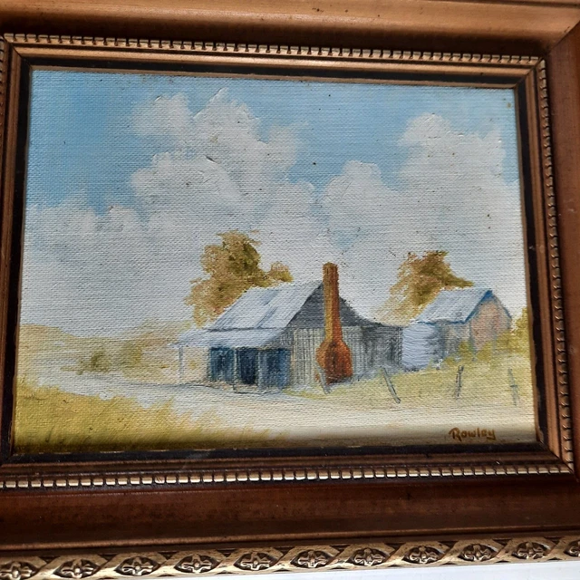 ORIGINAL SMALL OIL Painting On Board '' Old Farm in Bush ''Signed ...