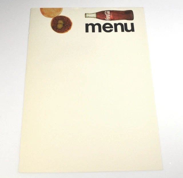 COCA-COLA MENU SHEET USA 1960 Menu Sheet Coke Burger + Bottle £3.42 ...
