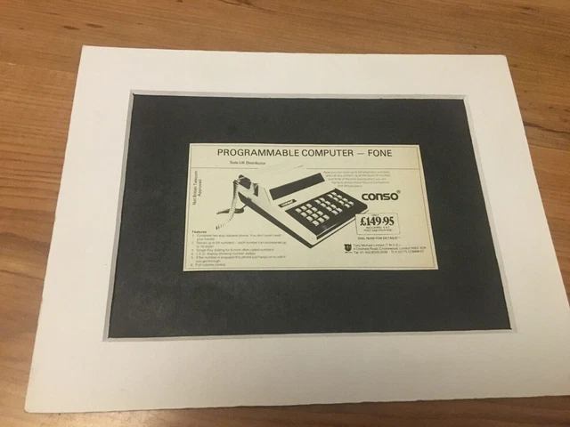 CONSO PROGRAMMABLE COMPUTER FONE-1982 Mounted original advert EUR 13,53 ...
