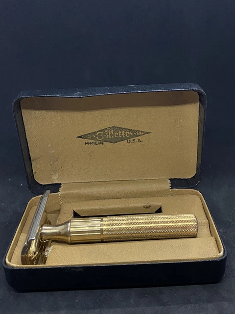 VINTAGE 1950’S GILLETTE Gold “Tech” Safety Razor Set - Made In Canada ...