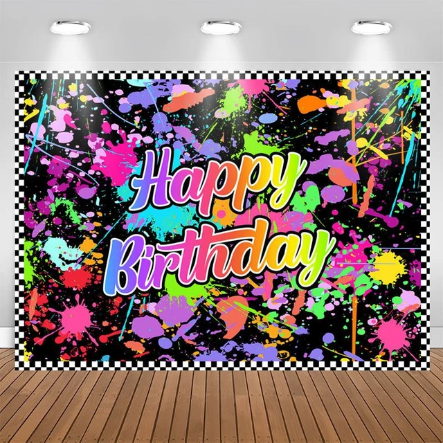 7X5FT HAPPY BIRTHDAY Colorful Graffiti Splash Paint Backdrop $35.97 ...