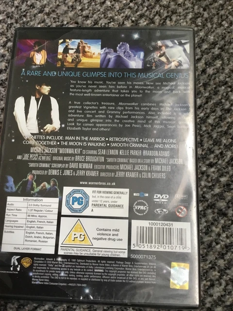 MOONWALKER [PG] DVD Micheal Jackson Extravaganza Film Brand New R2 £9. ...