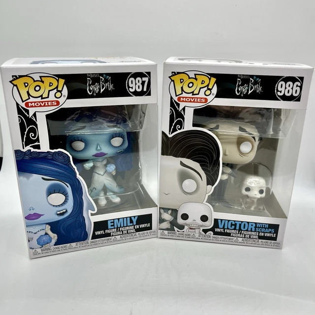 FUNKO POP SET Of 2 The Corpse Bride Victor With Scraps #986 Emily #987 ...