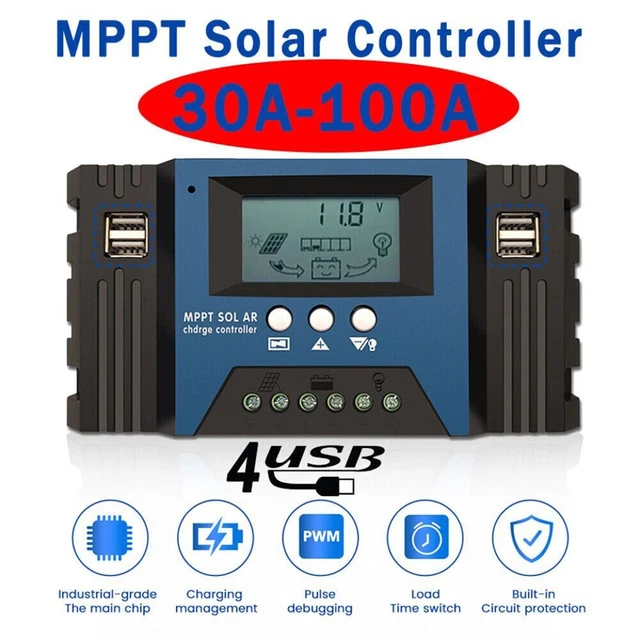 CURRENT SOLAR CHARGE Pv Controller 12V/24V 30-100A MPPT Pvc+Metal ...