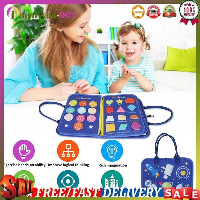 FELT KIDS BUSY Board Basic Life Skills Learning Boards Toys Gift (Royal ...