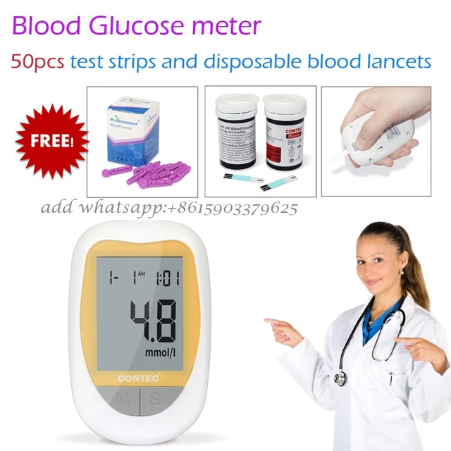 BLOOD GLUCOSE KIT Glucometer Sugar Meter Monitor Diabetes+50 test ...