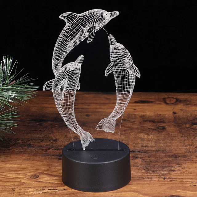 3D COLORFUL DOLPHIN Base Touch Electronic Desk Lamp Touch Night Lamp No ...