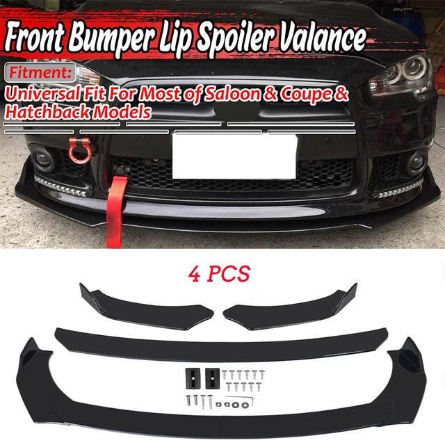 UNIVERSAL GLOSS BLACK Car Front Bumper Protector Lip Body Spoiler ...