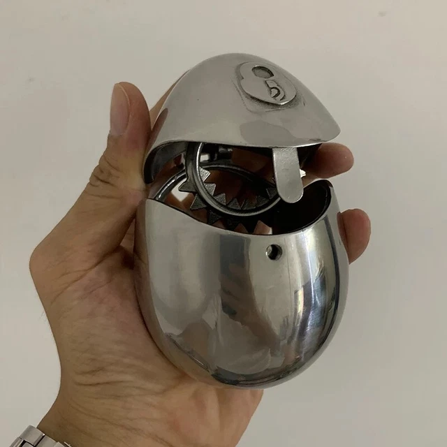 MALE CHASTITY CAGE Scrotum Ball Stretcher Egg Fully Restraint Lock ...