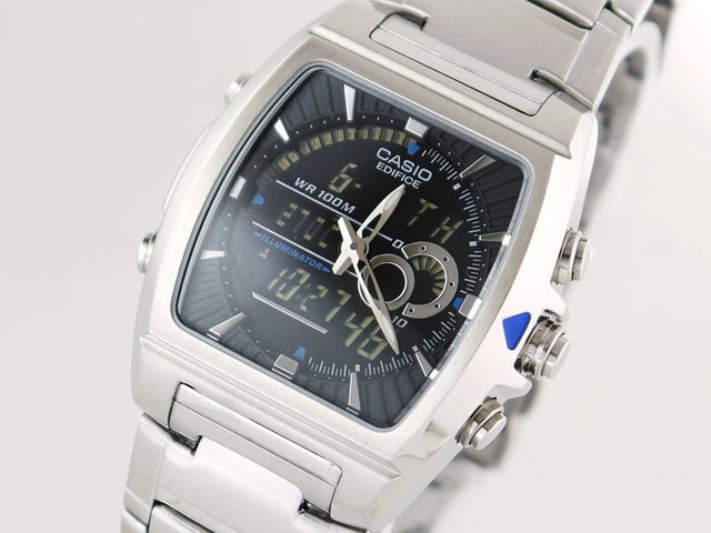 MONTRE CASIO EDIFICE quartz EFA-120D-1AVEF noir argent rectangle visage ...
