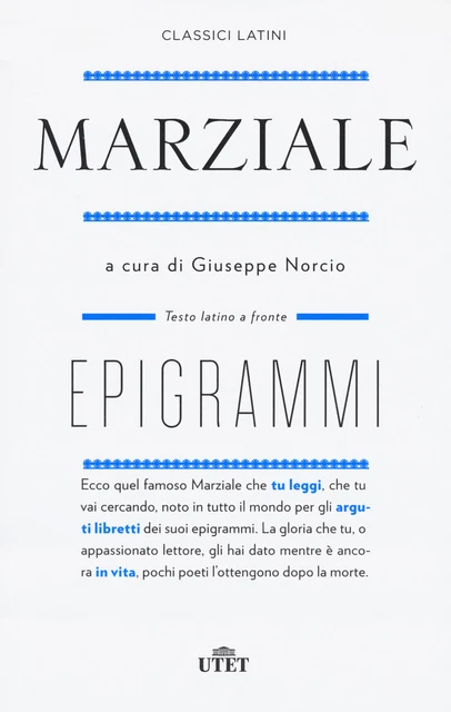 5396884 3336219 LIBRI Marziale Marco Valerio - Epigrammi. Nuova Ediz. EUR 16,60 - PicClick FR