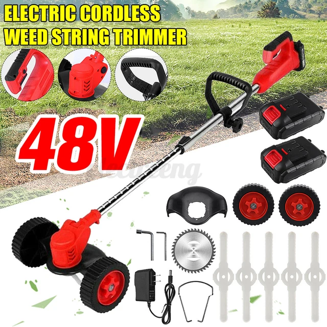 48V AKKU RASENTRIMMER Grasschneider Freischneider Motorsense 2 Akuu Mit ...