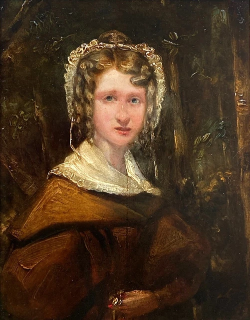 ENGLISH SCHOOL ORIGINAL Antique Oil Painting Portrait Victorian Lady ...