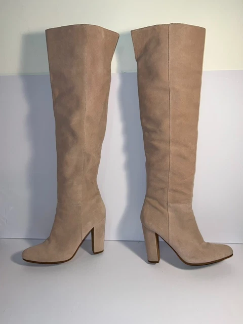 RIVER ISLAND THIGH high rose pink suede high heel boots size AU 7 EU 40 ...