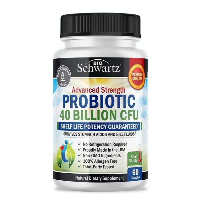 BIO SCHWARTZ ADVANCED Strength Probiotic 40 Billion CFU - Gut and Colon ...
