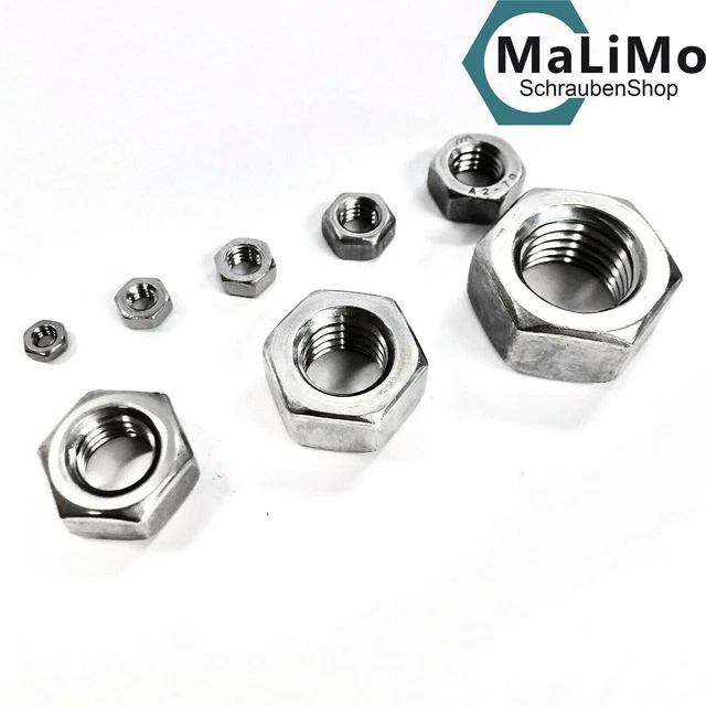 SECHSKANTMUTTERN EDELSTAHL DIN 934 rostfrei A2 V2A Muttern von M 1,6 bis M 24 EUR 1,42 - PicClick DE