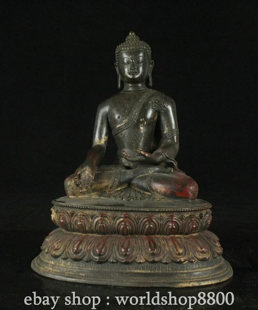 12& OLD CHINESE Pure Bronze Buddhism Shakyamuni Amitabha Buddha Statue Sculpture EUR 280,00 ...