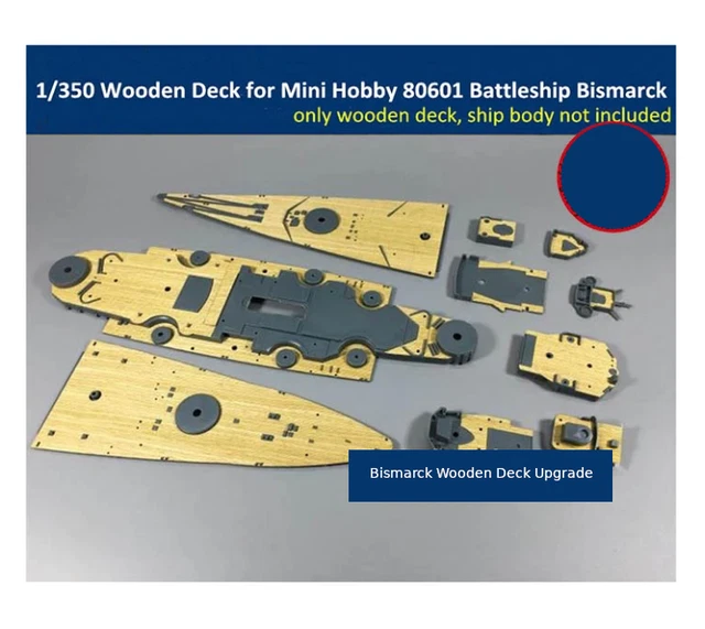 WOODEN DECK UPGRADE for 1/350 German Battleship Bismarck Mini Hobby ...