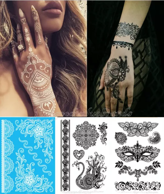 Henna Temporary Tattoo 30 Beautiful Designs Floral Mehndi Paisley