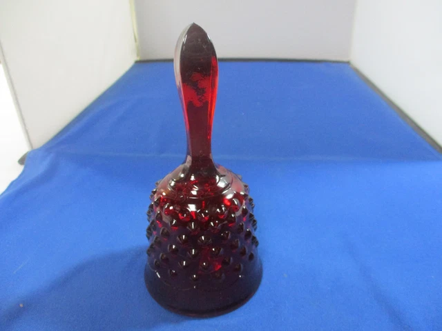 VINTAGE FENTON HOBNAIL Bell w/Clapper Ruby Red Art Glass Dinner Bell $7 ...