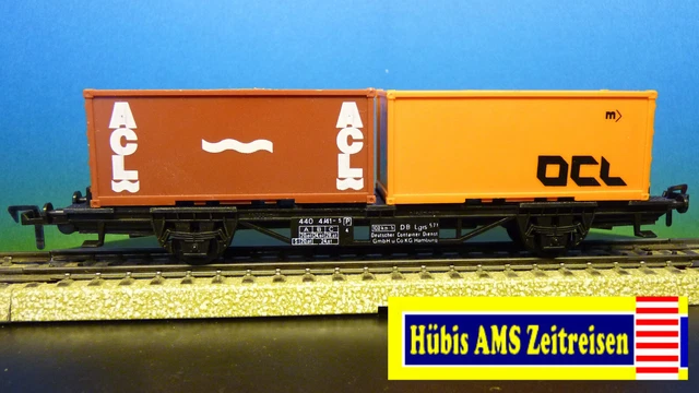 FALLER AMS #444 Containerwaggon mit zwei Container - Gebraucht - OK ...