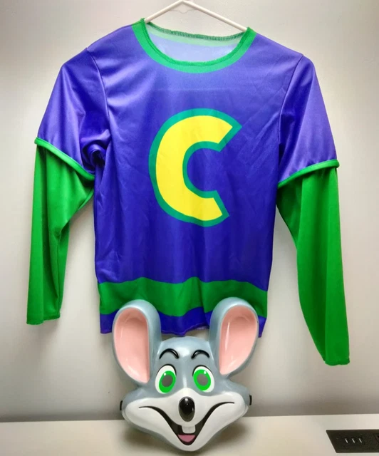 CHUCK E CHEESE Costume Shirt & Mask Set Kids 16x20 Cosplay Halloween ...