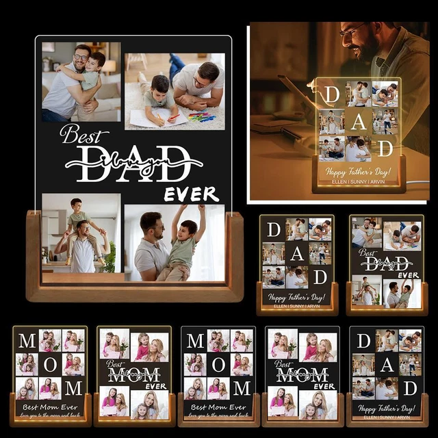 PERSONALISED ACRYLIC PHOTO Night Light LED Lamp for Dad Birthday ...