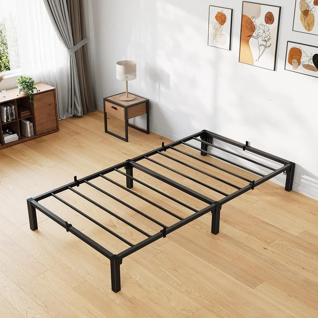 METAL BED FRAME 137 x 190 cm Under-Bed Space for Guest Room Easy ...