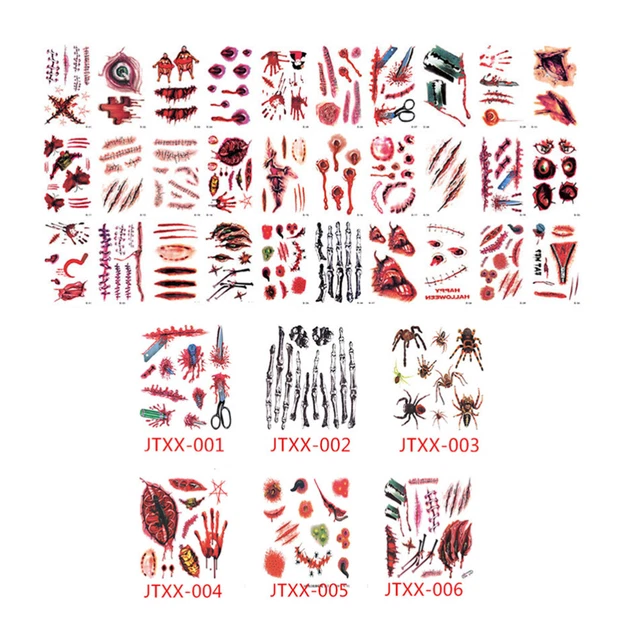 36 SHEETS HORROR Wound Stitch Scar Scab Stickers Halloween Eye £6.13 ...