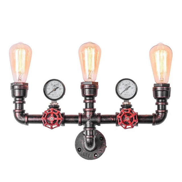 PIPE WALL LAMP Vintage Retro Iron Pipe Wall Lamp Water Pipe Industrial ...