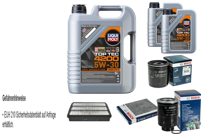 BOSCH INSPECTION SET 7 L Huile Liqui Moly Top Tec 4200 5W-30 pour Toyota De EUR 188,91 - PicClick FR