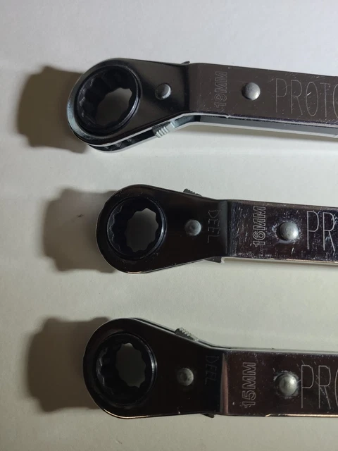 VINTAGE PROTO OFFSET SAE Ratchet Wrench Set of 3 16mm - 21mm Made In ...