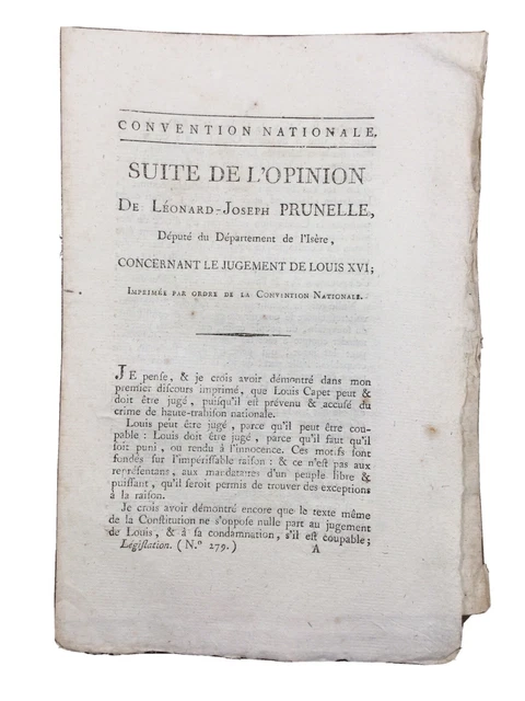 TRIAL OF LOUIS Capet 1792 Isere Leonard Joseph Apple Deputy Louis XVI ...