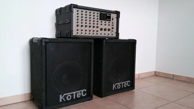 GESANGSANLAGE BELL MDA200, 6-Kanal Stereo-Power-Mixer, 2Boxen Kotec, je ...