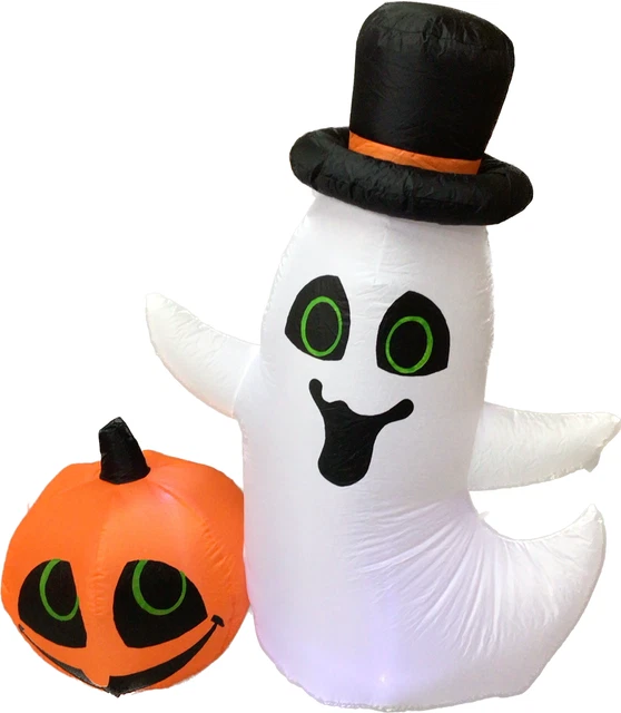 4FT GEMMY AIRBLOWN Inflatable Prototype Halloween Ghost w/ Pumpkin ...