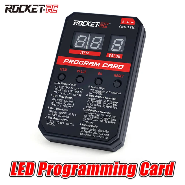 SUPERSONIC LED PROGRAMMING Card for RC Car 45A/60A/80A/120A 150A ...