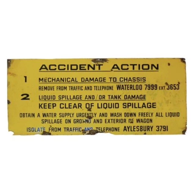 ENAMEL SIGN RARE Antique* Railwayana Train Yard Accident Action Large ...