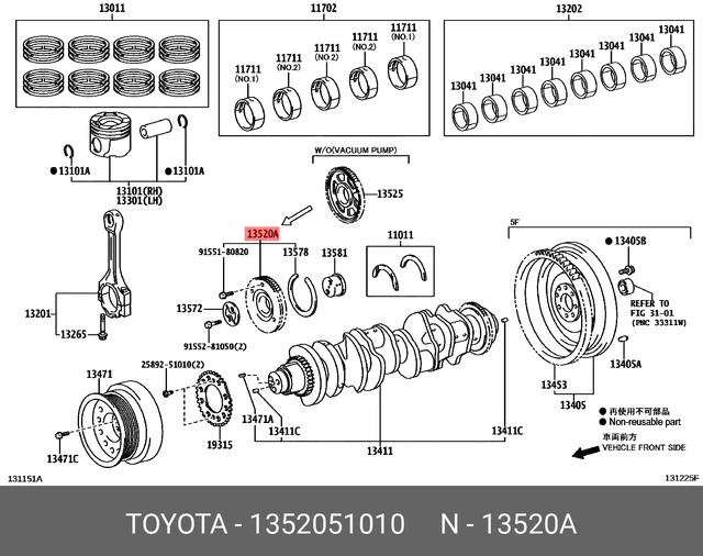 GENUINE OE GEAR assy, idle, 1352051010 for TOYOTA 13520-51010 EUR 205 ...
