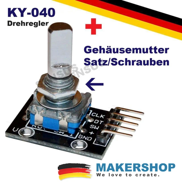 DREHREGLER DREHGEBER ROTARY Encoder Arduino KY-040 Potentiometer Poti ...