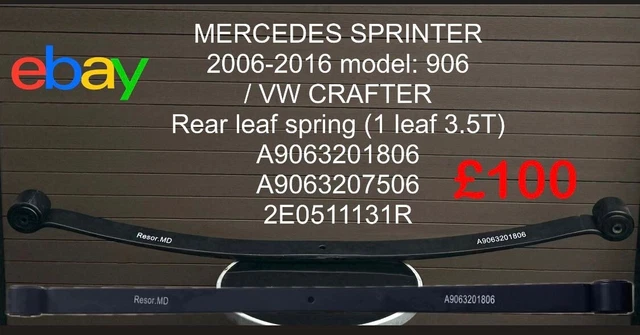 MERCEDES SPRINTER / Vw Crafter Rear Leaf Spring A9063201806 2006 - 2016 ...