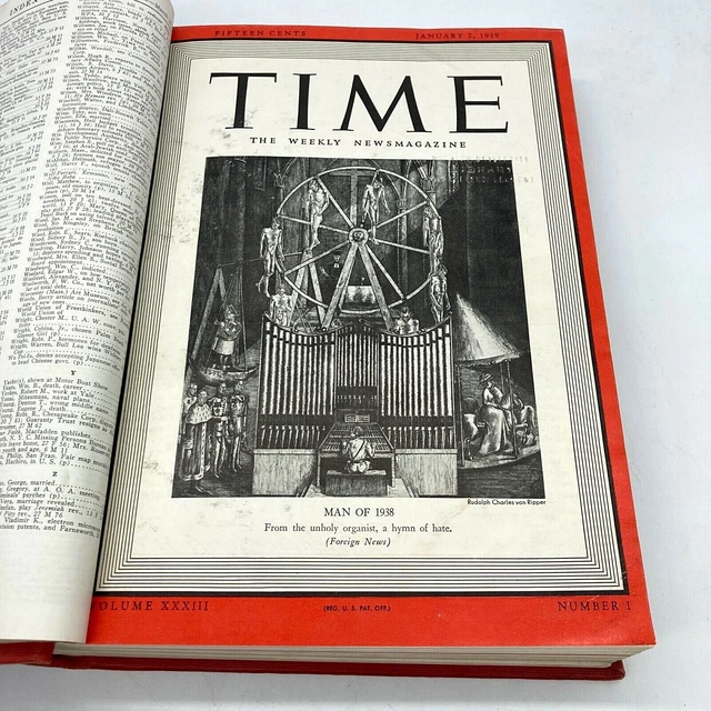 1939 TIME MAGAZINE Red Bound Adolf Hitler Man of the Year Picasso Vol ...