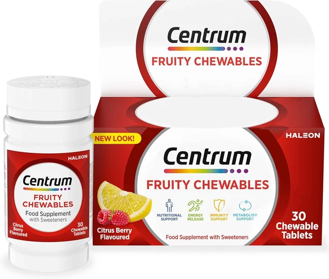 CENTRUM FRUITY CHEWABLES Multivitamin Tablets, chewy vitamins for ...