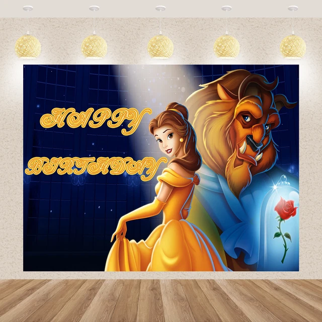 BEAST PRINCESS BELLE Happy Birthday Backdrop Party Background Photo ...
