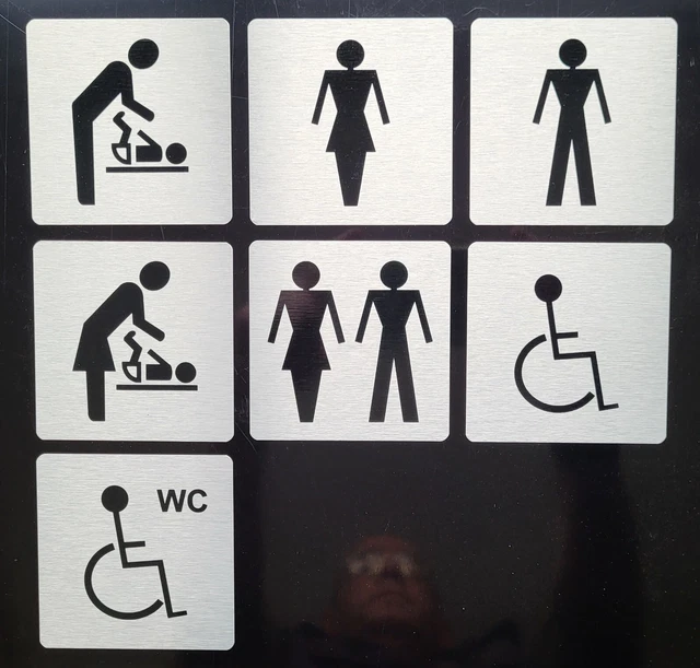 TOILET AND BABY Change Signs Brushed Silver aluminium 80x80mm self ...