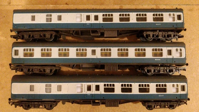 3 INTERCITY BLUE Grey BR Mk1 Coaches for Hornby TRIANG 00 Gauge Train ...