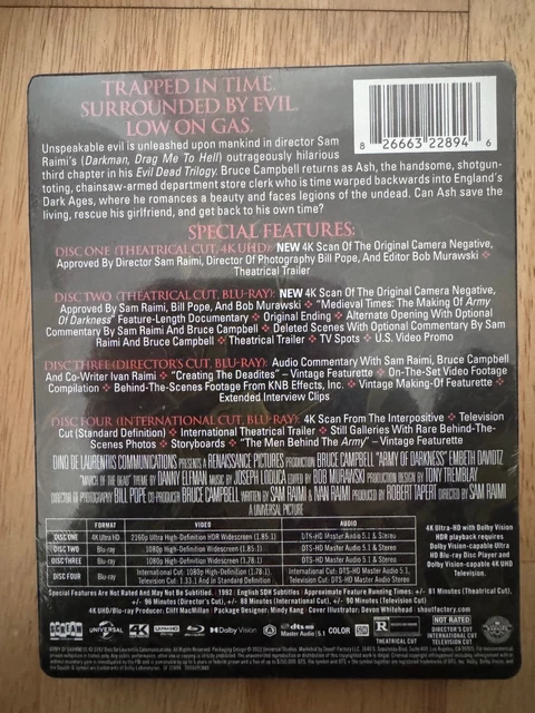 EVIL DEAD ARMY Of Darkness Usa 4K Uhd 4 Disc Steelbook Blu Ray Brand ...