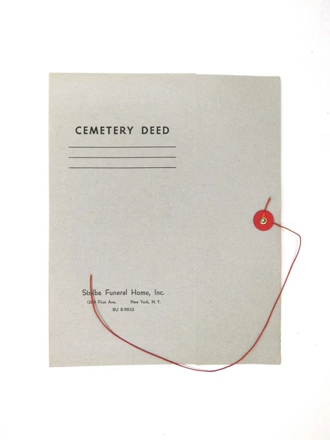 VINTAGE CEMETERY DEED Envelope NYC Stolba Funeral Home 50s 60s £9.67 ...
