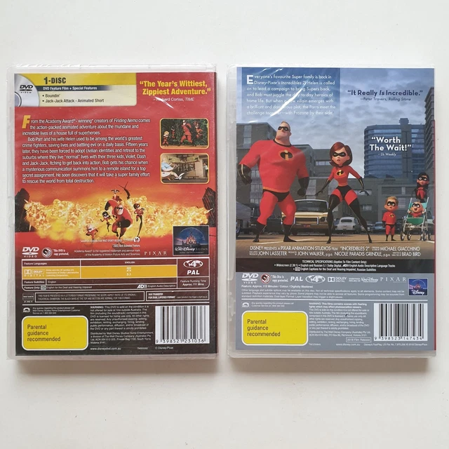 THE INCREDIBLES 2-MOVIE Collection (DVD, 2-Disc) PAL Region 4 (Disney ...