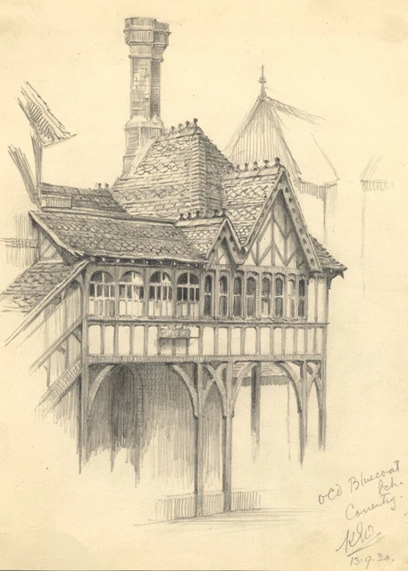 KENNETH E. WOOTTON, Old Blue Coat School, Coventry - 1930 Dessin de ...